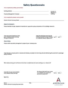 AEG Elevator Safety Questionnaire - Elevator Installation, Maintenance ...